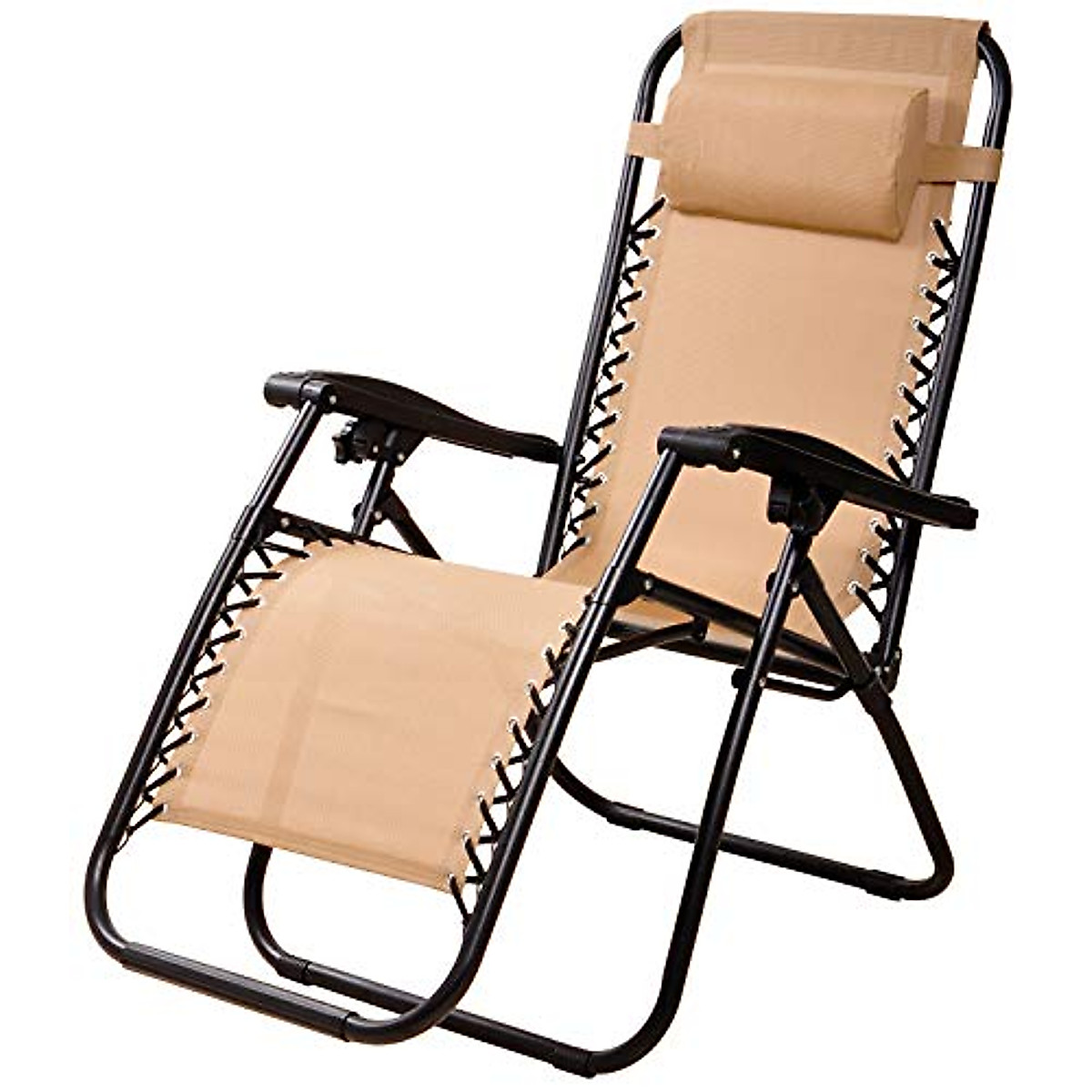 Elevon Adjustable Zero Gravity Lounge Chair Recliners for Patio, Beige, 2-Pack