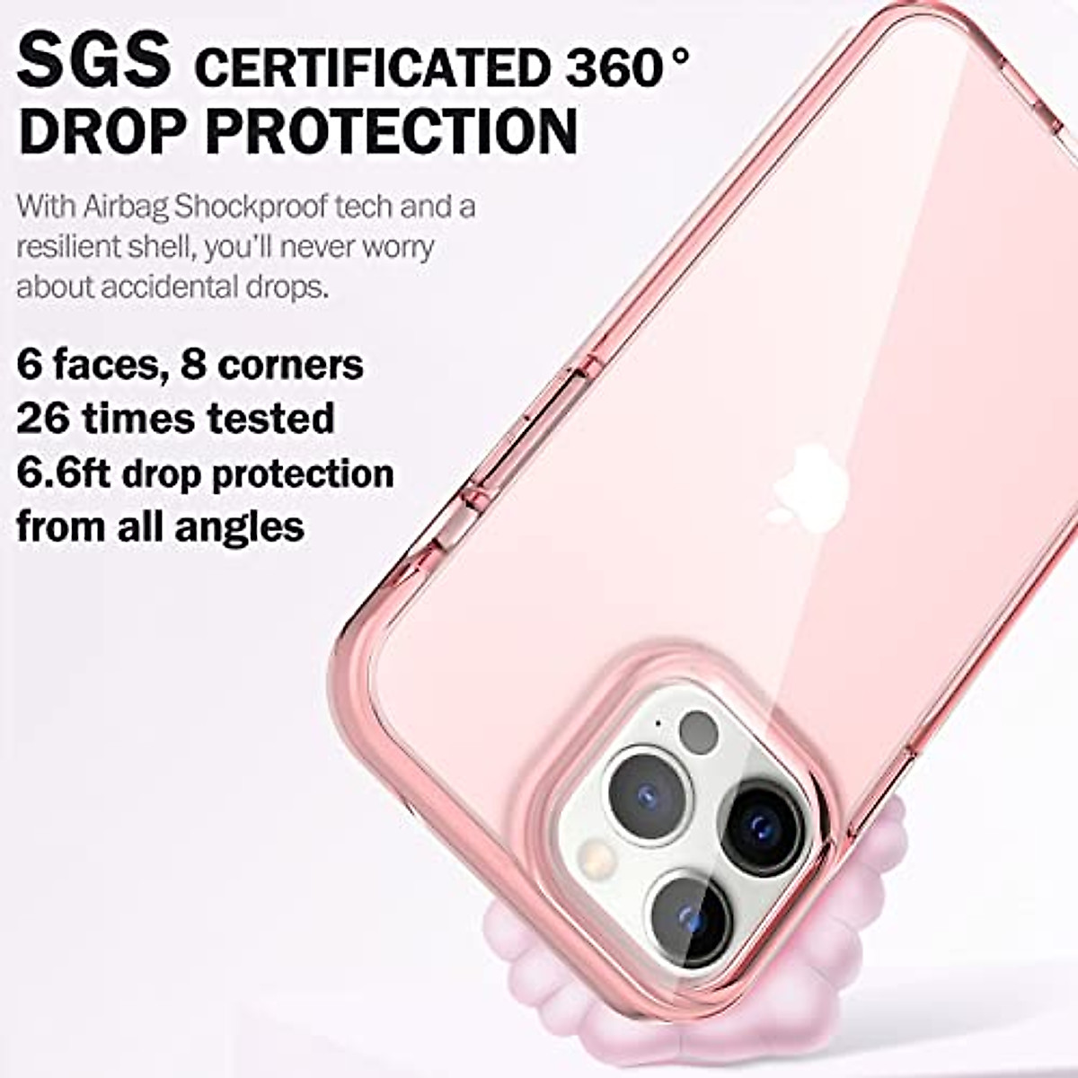 ArtsEvo Designed for iPhone 14 Pro Max Case, 6.6ft Drop Protection, Full Body Screen Camera Protective Phone Case, Pink