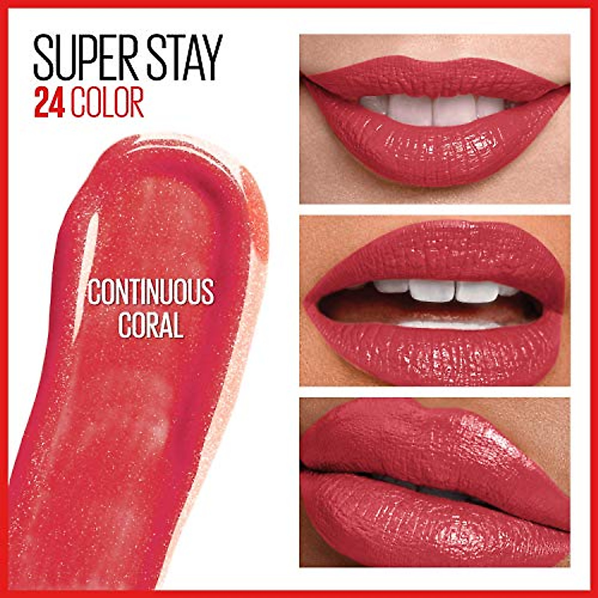 Maybelline New York Super Stay 24, 2-Step Liquid Lipstick Makeup, Long Lasting Highly Pigmented Color with Moisturizing Balm, Continuous Coral, Coral Pink, 1 Count