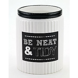 Avanti Linens Bundle: 6 Items: Ceramic Basket, Tissue, Lotion, Toothbrush, Tumbler and Soap Dish, Chalk It Up