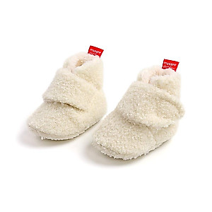 Ohwawadi Infant Baby Boys Girls Slippers Booties Soft Sole Baby Sock Shoes Newborn Crib Shoes First Walkers Warm Footwear White 0-6 Months