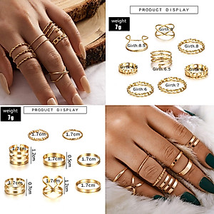 LOYALLOOK 65PCS Bohemian Knuckle Ring Midi Set Hollow Silver Gold Vintage Stackable Rings Fashion Finger for Women
