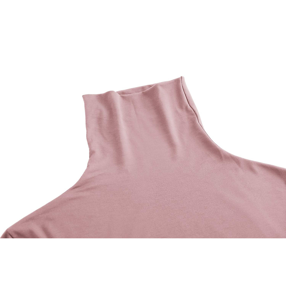 AUHEGN Womens Long Sleeve Turtleneck Lightweight Slim Active Shirt (X-Large, Dusty Pink)