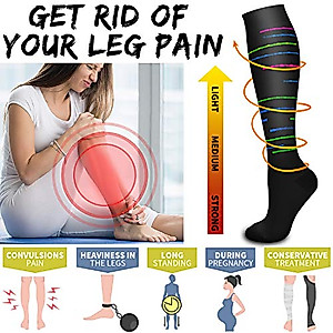 Bluemaple Copper Compression Socks For Women & Men Circulation (8 Pairs) - Best for Running,Hiking,Travel,Pregnancy