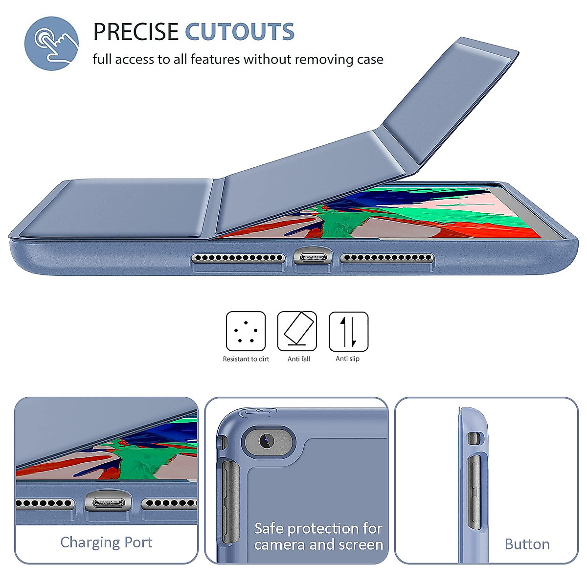 Gahwa iPad 9.7 Case 2018 iPad 6th Generation/ 2017 iPad 5th Generation/iPad Air 2/iPad Air Case - Ultra Slim Lightweight Stand Case with Auto Wake/Sleep Slim Smart Cover for iPad 9.7 Inch(Lavender)