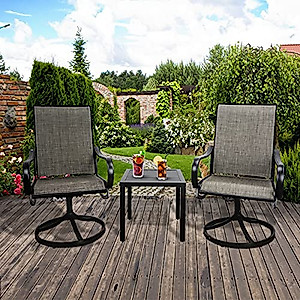 MEOOEM Patio Dining Swivel Chairs Set of 2 Outdoor Rocker Chairs with Mesh Fabric, Weather Resistant Furniture for Garden
