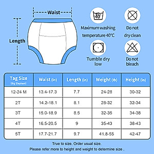 BIG ELEPHANT Toddler Potty Training Underwear - Baby Boys Cotton Toilet Training Pants 10 Pack, 4T