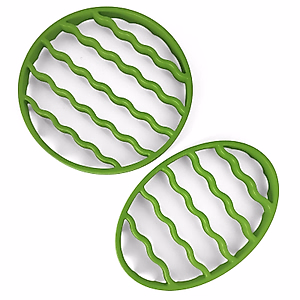 Silicone Roast Rack for Instant Pot, Pressure Cooker Trivet Compatible with Oven, Crock Pot, Air Fryer, Cast Iron Pot 6 Qt 8 Quart, Round&Oval, Green