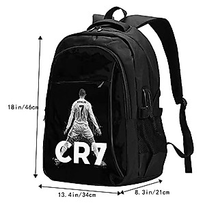 LUJA DLING Ronaldo #7 Cr7 Adult Backpacks Bag Laptop Bag Bookbag Usb Backpack 17 Inch For Daily