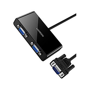 UGREEN VGA Splitter 1 in 2 Out Screen Duplication Support Mirror Mode Only Y Splitter Computer Monitor VGA SVGA Port with 1M Cable Support 1080P 60Hz for Laptop PC to Monitor