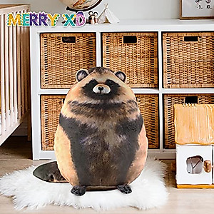 MerryXD Cat Plush Body Pillow, 13inch Soft Steppe & Kitten Plushies, Cute Stuffed Animals, Pallas Cat & Fox & Raccoon Plush Pillows, Comfortable Big Plush Toys Gifts for Kids, Girls, Boys, Girlfriend