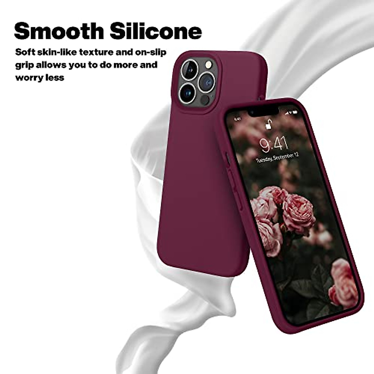 OTOFLY Designed for iPhone 13 Pro Max Case, Silicone Shockproof Slim Thin Phone Case for iPhone 13 Pro Max 6.7 inch (Wine Red)
