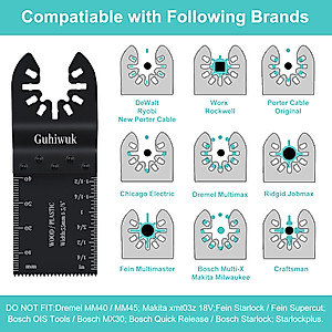 Guhiwuk 55PCS Oscillating Saw Blades, Quick Release Titanium Multitool Blades for Wood Plastics Metal, Universal Multi Tool Oscillating Blades Kits Fit Dewalt Milwaukee Ryobi Makita Rockwell Fein