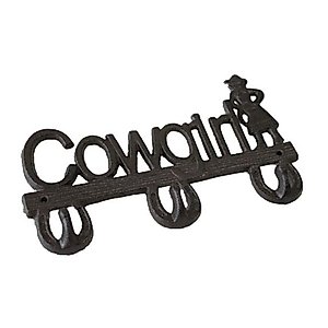 Midwest Craft House Rustic Wall Mounted Cowgirl Coat Rack with 3 Horseshoes for Hats Keys Coats Etc.