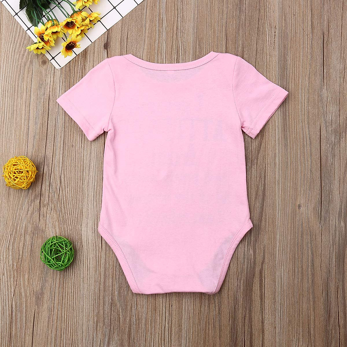 Newborn Infant Baby Girls Cotton Bodysuit Funny Letter Print Romper Jumpsuit Clothes Outfits (Short Sleeve, 0-6 Months)