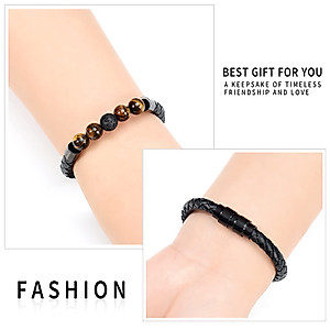 Leather Cremation Memorial Urn Bracelet Lava Stone 316L Stainless Steel Cremation Bangle Keepsake Urn Bracelet for Ashes