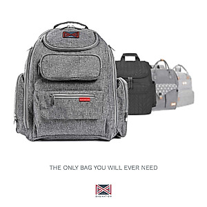 Diaper Bag Backpack and Stroller Organizer Grey Bundle