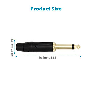 Fancasee 3 Pack 6.35mm Mono Plug TS 1/4" 6.35mm Male Solder Adapter Jack DIY Audio Cable Connector for Microphone Speaker Audio Cable Repair Replacement