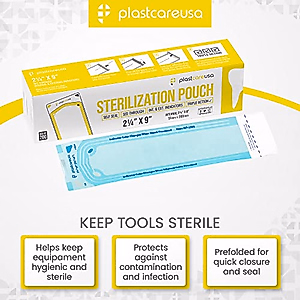 200 2.25 x 9 Sterilization Pouches, Sterilizer Autoclave Bags for Sterilizing Dental Medical Instruments and Cleaning Tools…