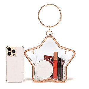 Rejolly Clear Star Shaped Purse for Women Acrylic Transparent Bracelet Evening Clutch Bag Novelty Handbag Crossbody Shoulder Bag with Chain Strap