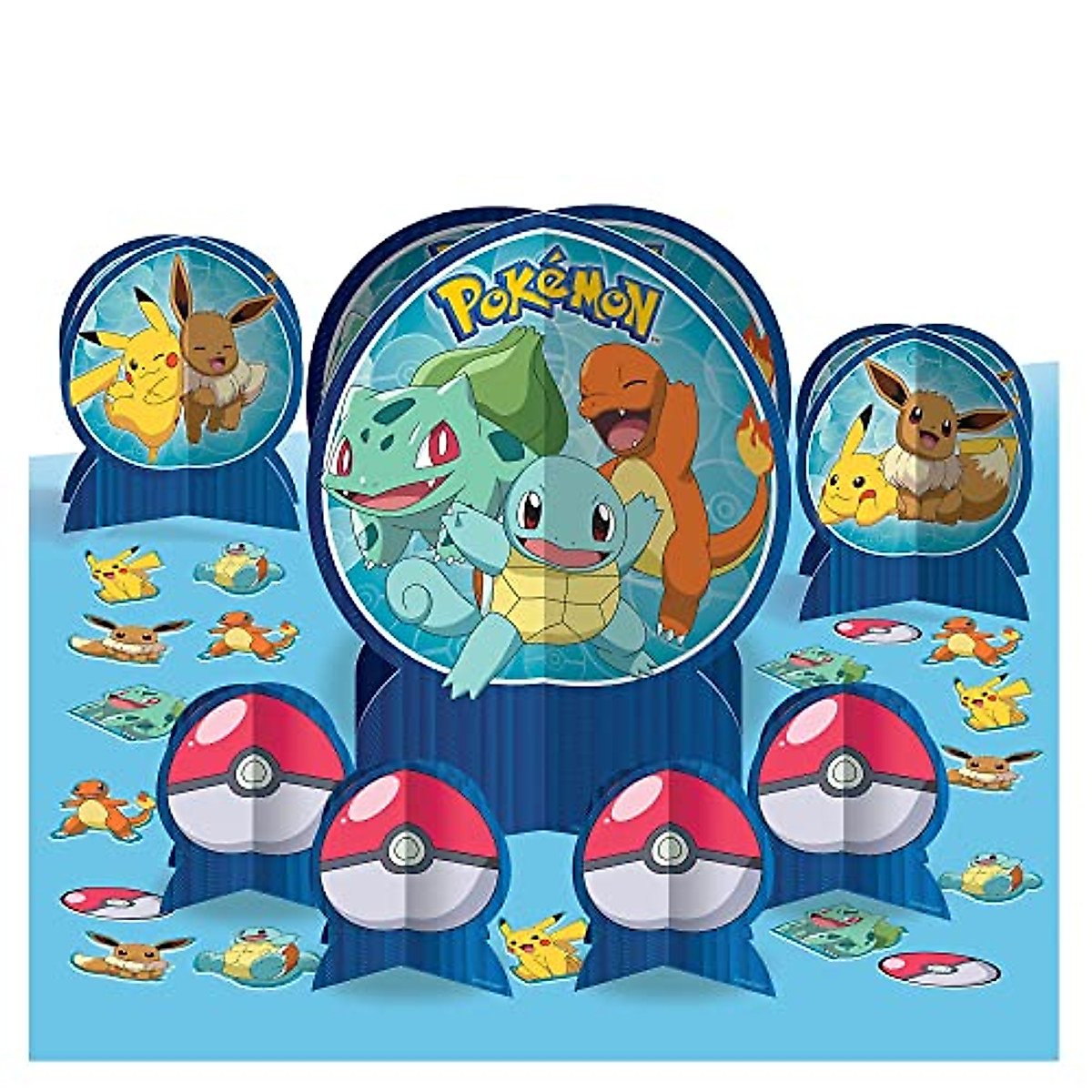 Pokémon Birthday Party Supplies and Decorations Pack: Pokémon Party Supplies and Decorations; Banner, Swirls, Centerpiece, Birthday Candle Set, and more
