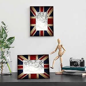 England British Flag 4x6 Picture Frame Picture Frame for Wall and Tabletop Display, Horizontal and Vertical for Wall Mounting Union Jack Wooden Photo Frame