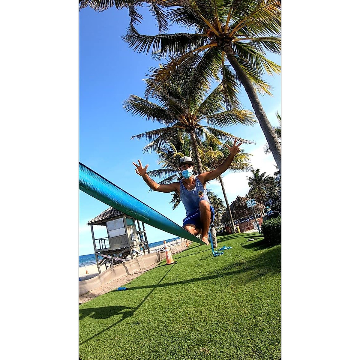 ZenMonkey Slackline Kit with Tree Protectors, Cloth Carry Bag and Instructions, 60 Foot - Easy Setup for the Family, Kids and Adults