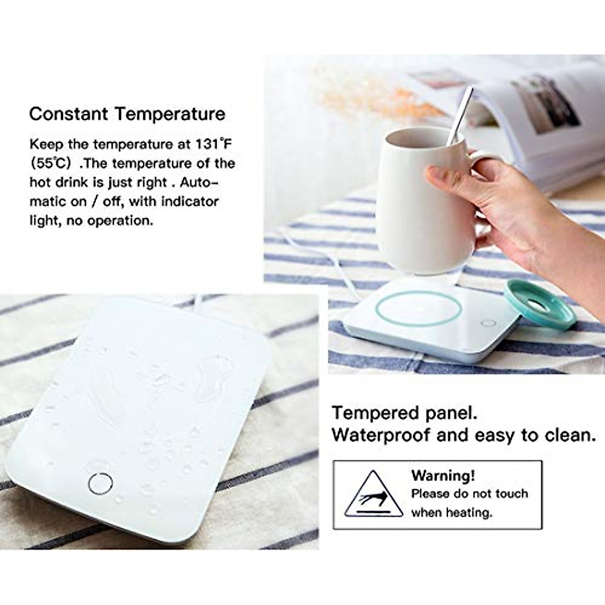 Misby Coffee Warmer for Desk Mug Warmer with Automatic Shut Off Coffee Cup Warmer Keep Coffee, Beverage, Milk, Tea and Hot Chocolate Warm (White)