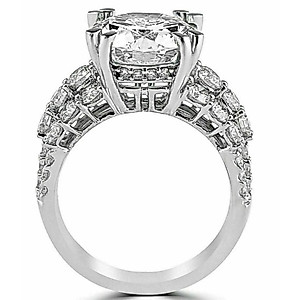 DESTINY JEWEL 3.22CT Round Cut Diamond D/VVS1 Engagement Wedding Ring, Solid 925 Silver Ring_US:- 3.22ct13.75