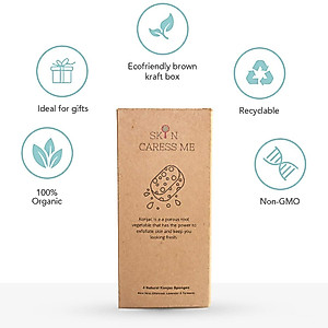 Organic Natural Facial Konjac Sponge and Face Scrubber - Buff Puff for Gentle Face Exfoliation Deep Pore Facial Cleansing Sponge – Aloe Vera, Activated Charcoal, Lavender, Turmeric – 4pc. Set