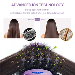 Hot Air Brush, Aima Beauty Salon One-Step Hair Dryer and Volumizer, 4-in-1 Hair Dryer Brush, Hair Styling Tools, Purple-Round