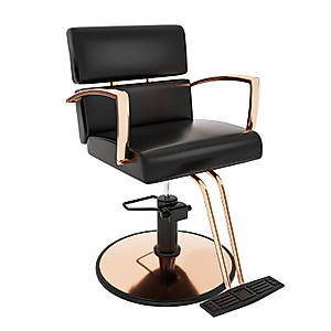 OmySalon Salon Chair for Hair Stylist Heavy Duty, Barber Chair 360 Degree Swivel, Hydraulic Styling Chair Black & Rose Gold, Beauty Spa Hairdressing Tattoo Equipment