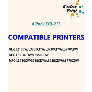 4-Pack ColorPrint Compatible Drum Unit Replacement for Brother DR223CL 223CL DR-223CL Work with HL-L3210CW HL-L3230CDW HL-L3270CDW HL-L3290CDW HL-L3710CW HL-L3750CDW HL-L3770CDW Printer (Drum Only)