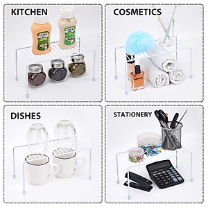 Kitchen Shelves, Cabinet Organization Mini Storage Shelf, Storage Rack Organizer for Kitchen, Fridge, Cabinet, Bathroom (White 4)
