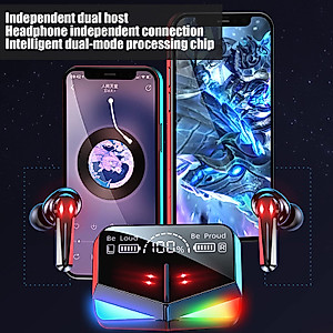 ciciglow 5.1 Bluetooth Gaming Headset,M28 TWS in-Ear Headset,Stereo Independent Dual-Host Headset,Charging Compartment Mirror Screen Design(Black)