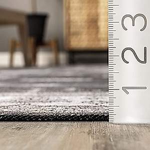 nuLOOM Mollie Machine Washable Traditional Border Area Rug, 5' x 8', Charcoal