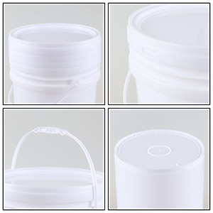 Teyyvn 7 Gallon White Plastic Food Bucket with Handles and Lid, Set of 4 Food Storage Pail Multipurpose Bucket with Lid