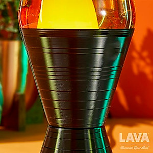Lava® Lamp - 14.5'' Vinyl Record Grooved Base - The Original Motion Light - Yellow Wax and Orange Liquid - Item #2017