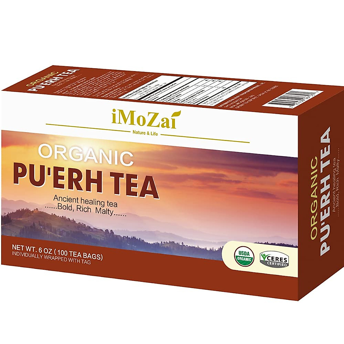 Imozai Organic Puerh Tea Bags 100 Count Individually Wrapped — 🛍️ The ...
