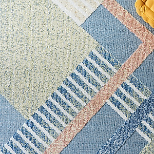 SAFAVIEH Sarasota Collection Accent Rug - 4'5" x 6'5", Blue & Light Green, Mid-Century Modern Design, Non-Shedding & Easy Care, Indoor/Outdoor & Washable-Ideal for Patio, Backyard, Mudroom (SAR102J)