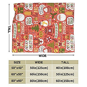 Christmas Santa Claus Reindeer Snowman Blanket Throw Flannel Fleece Ultra Soft Blanket for Couch Sofa Bed 80"X60"