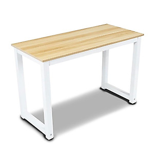 CROSSDESIGN Computer Desk Wood Office Table, Modern PC Laptop Notebook Study Writing Table for Home Office Workstation (47.2'' Oak Color)