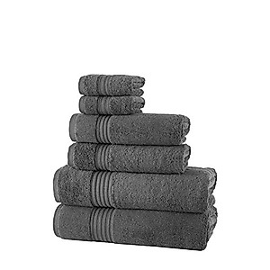 Peshkul Premium Collection Turkish Bath Towel Sets of 6 | 100% Cotton | 2 Bath Towels 27x54, 2 Hand Towels 16x30, 2 Washcloths 13x13 (Mineral Grey)
