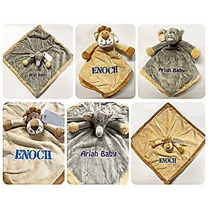 Personalized Baby Lovey Lion Gift for Her, for Him, Soft Unisex Toy - Cute Custom Embroidery Security Snuggle Comforter Blanket