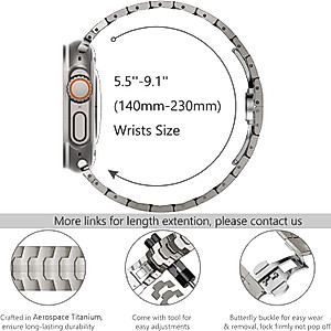 WINGLE Titanium Band for Apple Watch Ultra 2 Band 49mm 46mm 45mm 44mm 42mm Series 10 9 8 7 for Men Rugged Lightweight Titanium Apple Ultra Watch Metal Strap for iWatch Series SE 6 5 4 3 2 1, Titanium