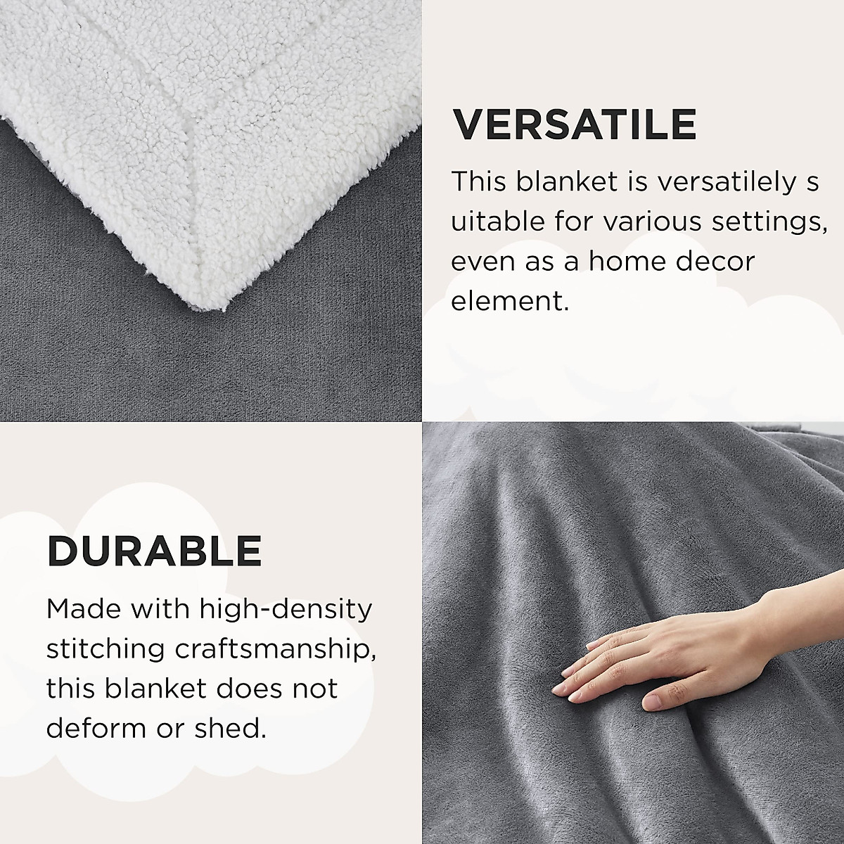 BEDSURE Sherpa Fleece Throw Blanket Twin Size for Couch - Thick and Warm Blankets for Winter, Soft and Fuzzy Twin Blanket for Bed, Grey, 60x80 Inches