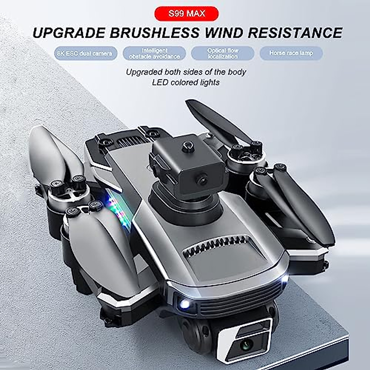 S99 Mini Drone with Dual Camera, HD Foldable FPV Drone, 4 Way Obstacle Avoidance, Optical Flow Visual Hovering, Drone for Adults and Kids