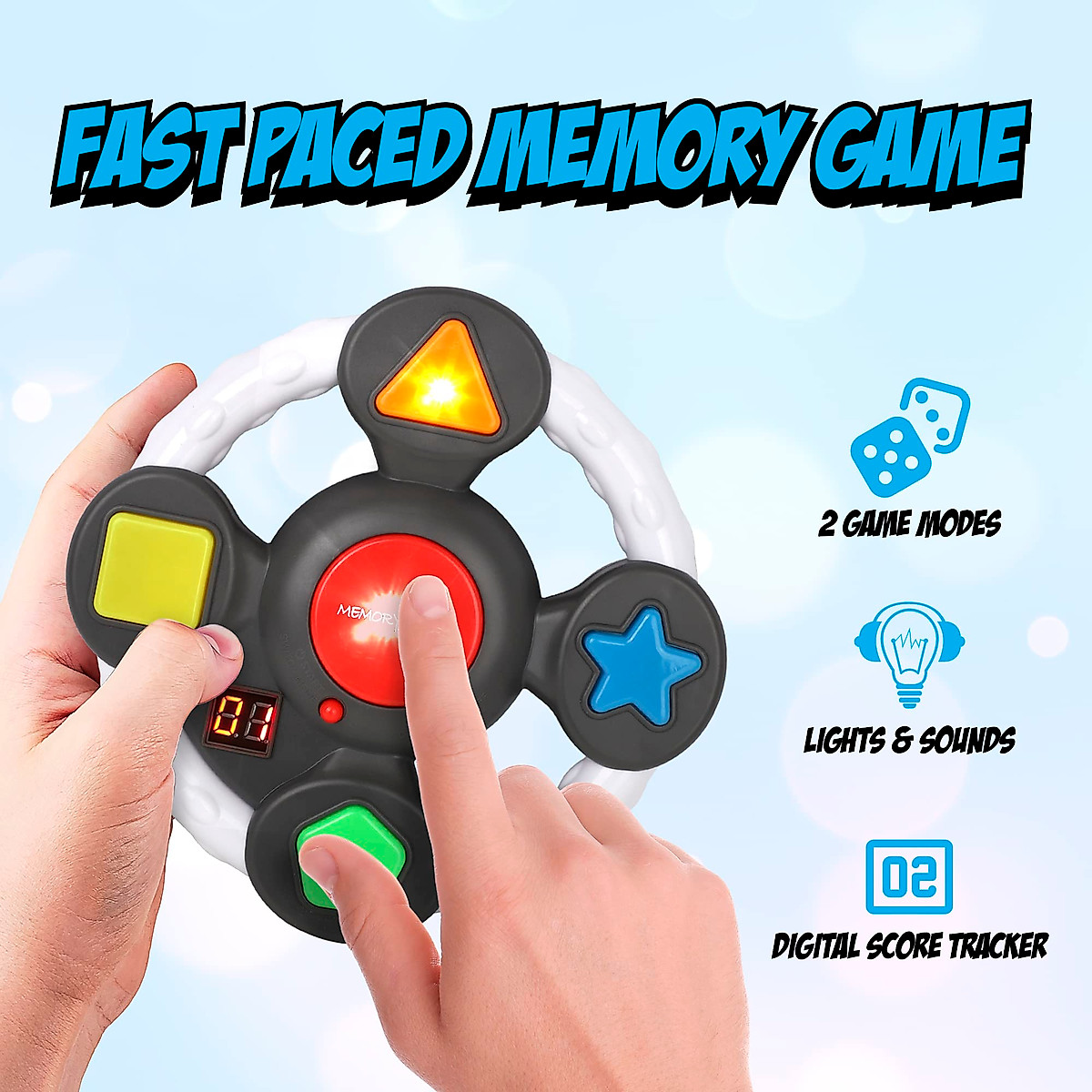 Point Games Handheld Memory Game, Kids Electronic Games, Sequence Fun for Kids with Lights & Sounds, Brain Challenge for Boys & Girls Ages 8+