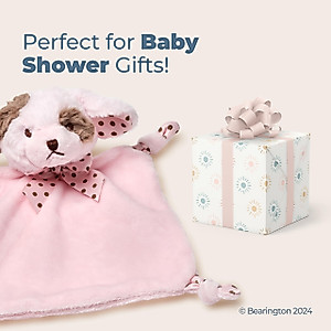 Bearington Baby Wee Wiggles, 8 x 7 Inch Small Pink Puppy Stuffed Animal, Baby Security Blankets for Girls, Dog Lovey