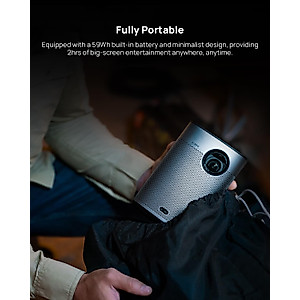 XGIMI Halo+ 1080P Portable Projector, 900 ANSI Lumens with Harman Kardon Speakers, Auto Keystone Correction, Auto Focus, Intelligent Obstacle Avoidance, Intelligent Screen Alignment, Android TV 10.0